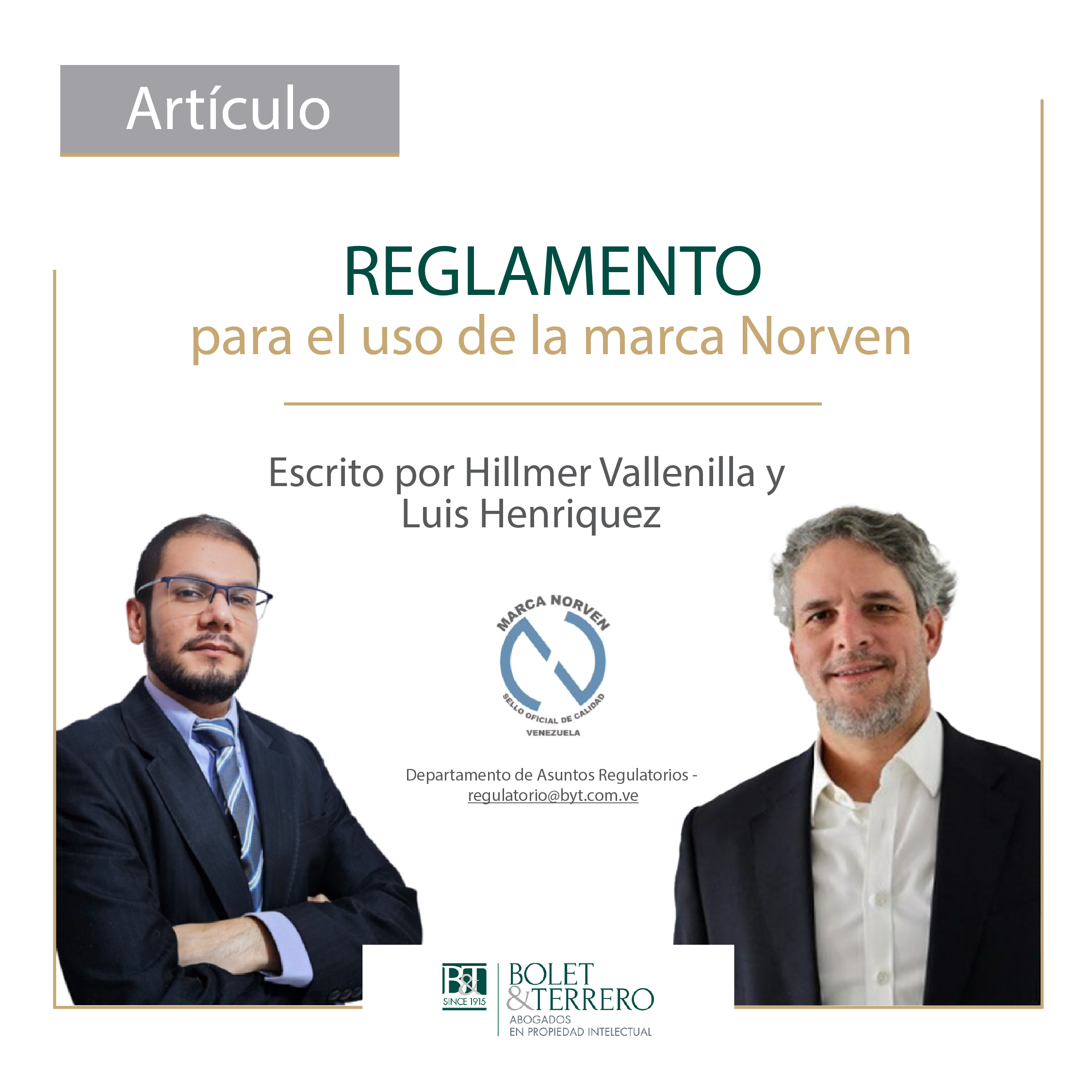 Reglamento para el uso de la marca Norven - Bolet & Terrero